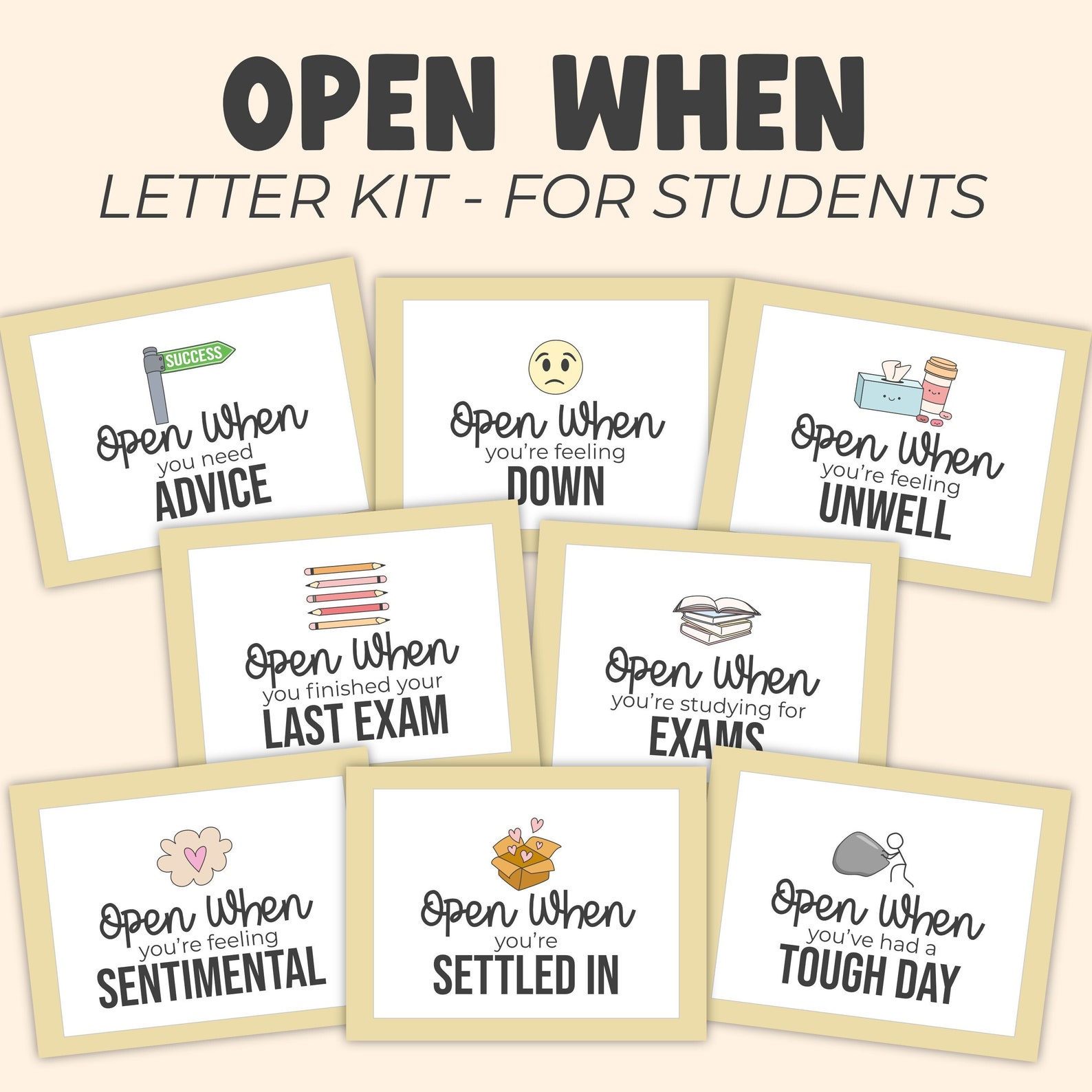 Open When Letter Kit for College Students, Printable Open When ...