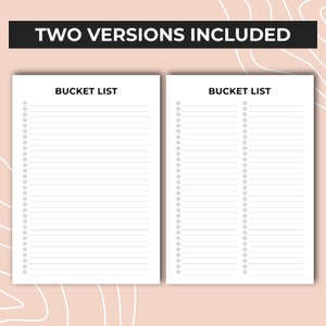 Bucket List Printable, Bucket List Insert, Bucket List Printable ...