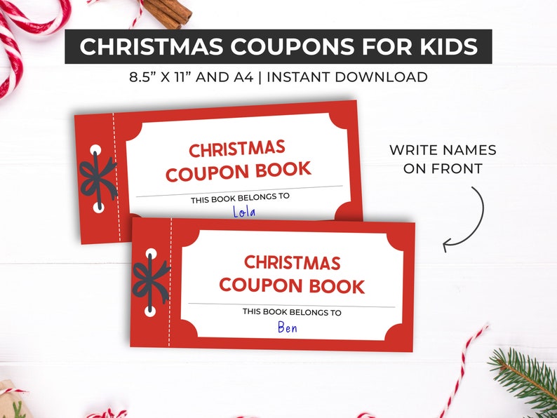 Christmas Coupon Book for Kids, Thoughtful Gift, Christmas Voucher ...