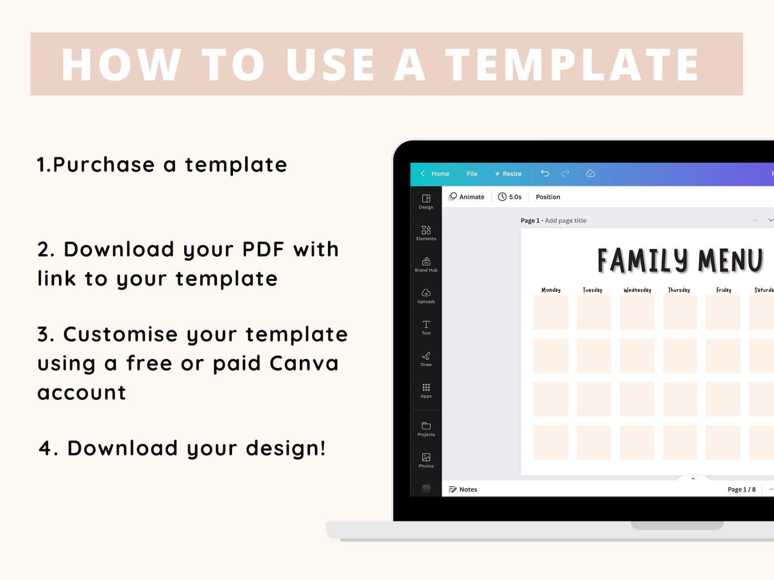 Editable Weekly Meal Chart & Cards, Visual Menu for Kids and Toddlers ...