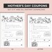 Printable Mother's Day Coupons, DIY Coloring Activities, Homemade Gifts ...