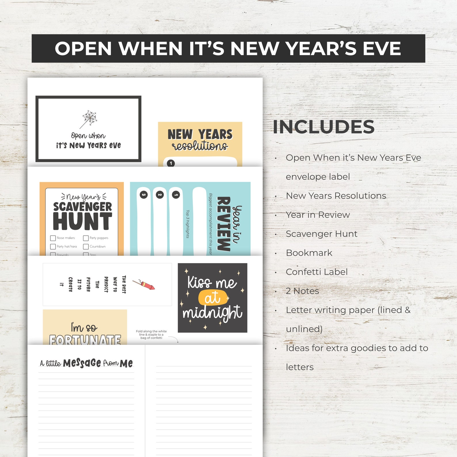 Open When It's New Year's Eve, Letter Label and Inserts, Long Distance ...