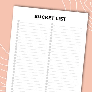 Bucket List Printable, Bucket List Insert, Bucket List Printable ...