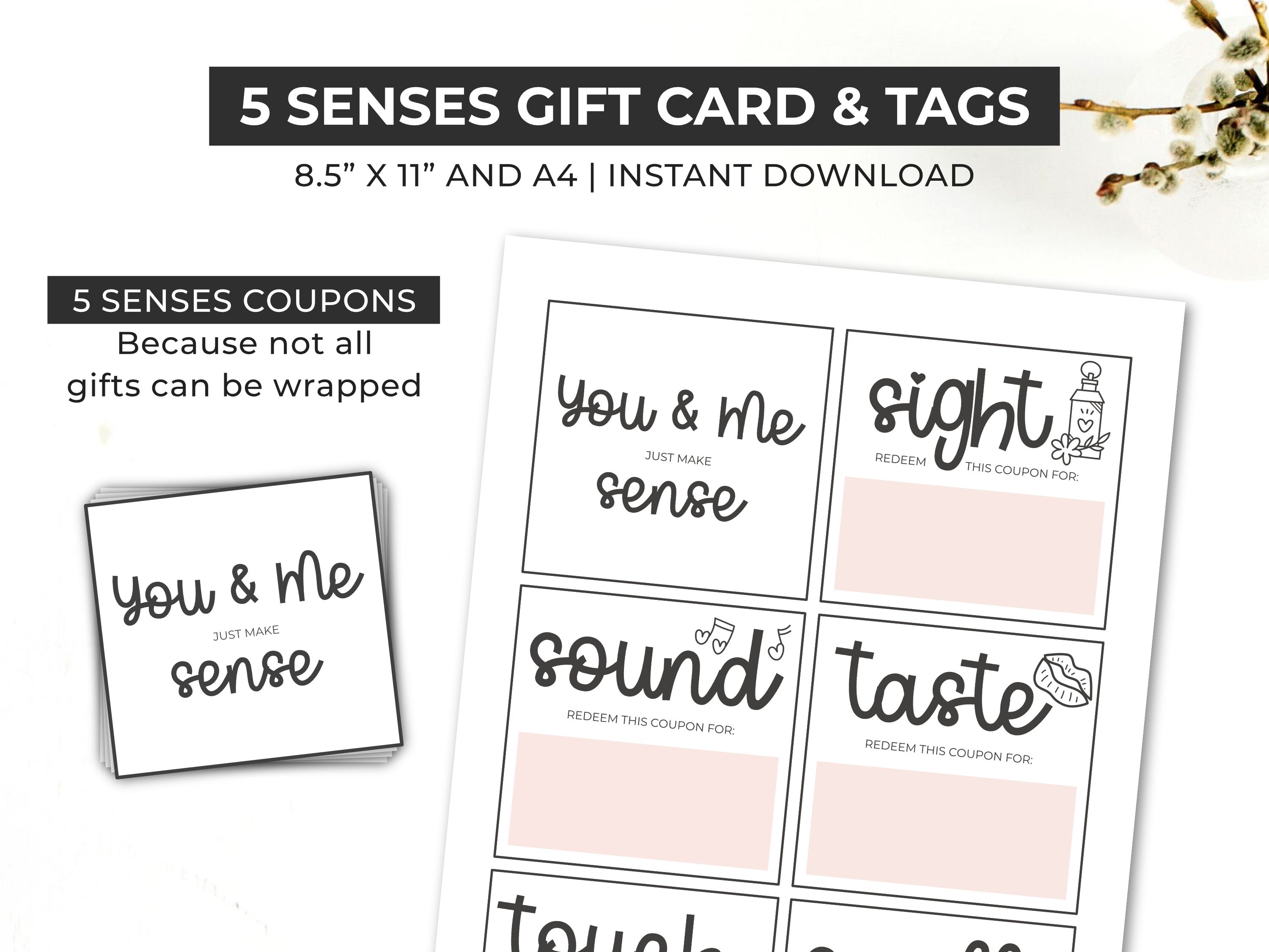 5 Senses Gift Tags & Card Gift for Girlfriend, Boyfriend, Him, Her ...
