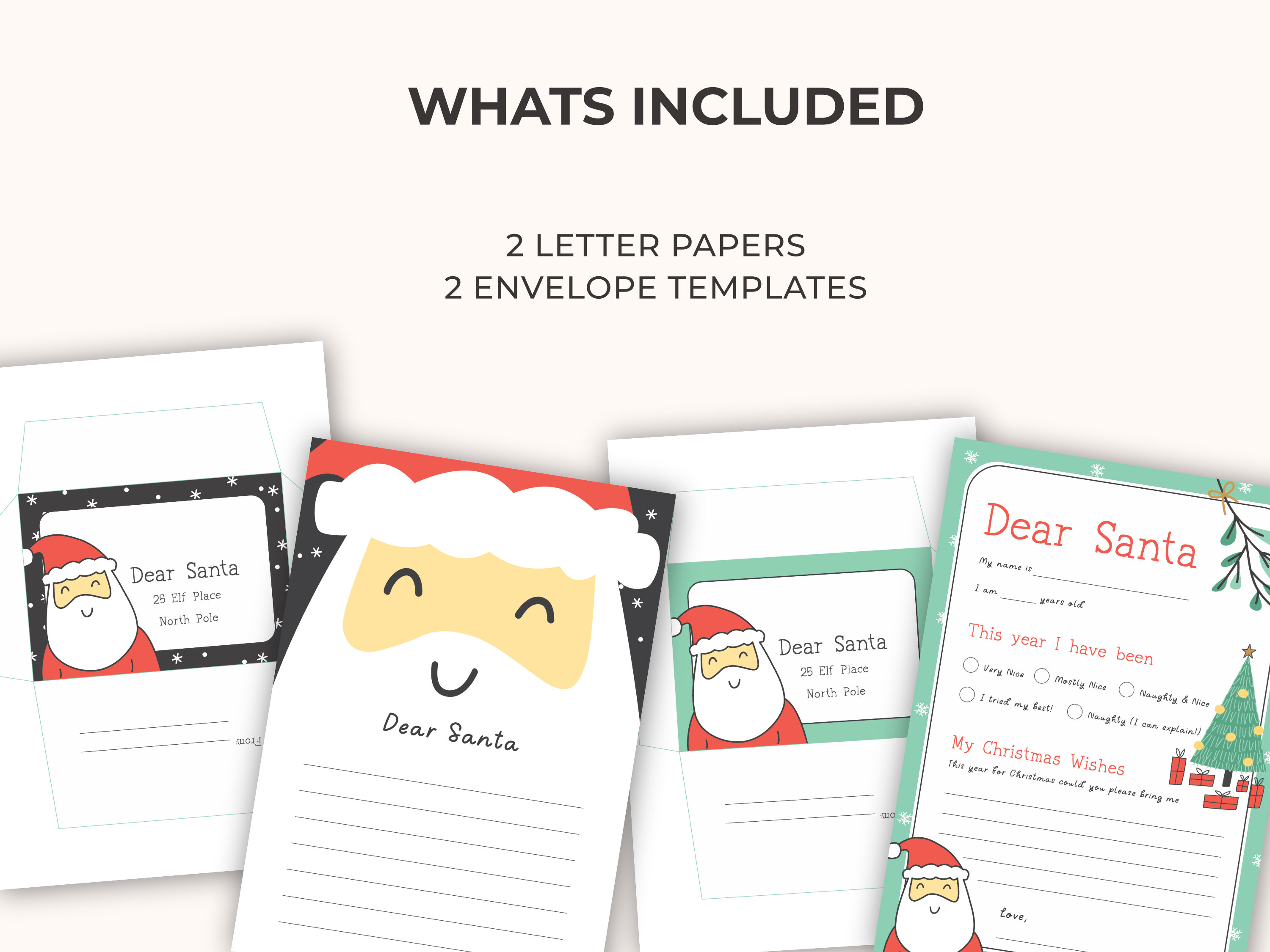 Santa Letter Kit, Dear Santa, Cute Letter to Santa, Christmas Wish List ...
