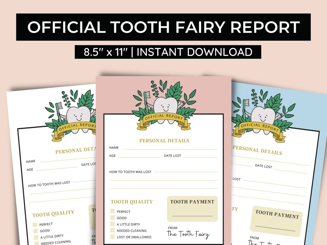 Tooth Fairy Official Report, Tooth Fairy Letter, Printable Lost First ...
