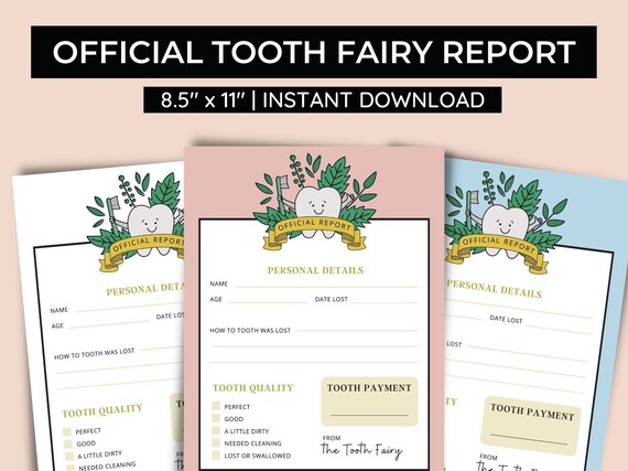 Tooth Fairy Official Report Tooth Fairy Letter Printable | Etsy