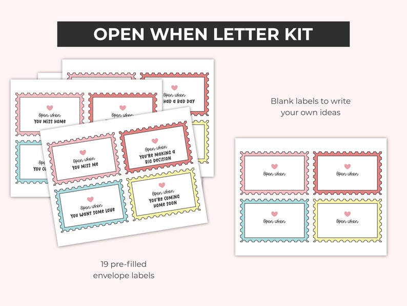 Printable Open When Letter Kit for Couples Long Distance - Etsy