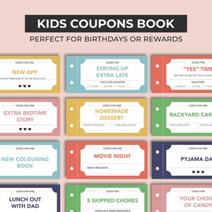 26 Fun Kids Coupon Book, Birthday Coupons, Printable Reward Coupons ...