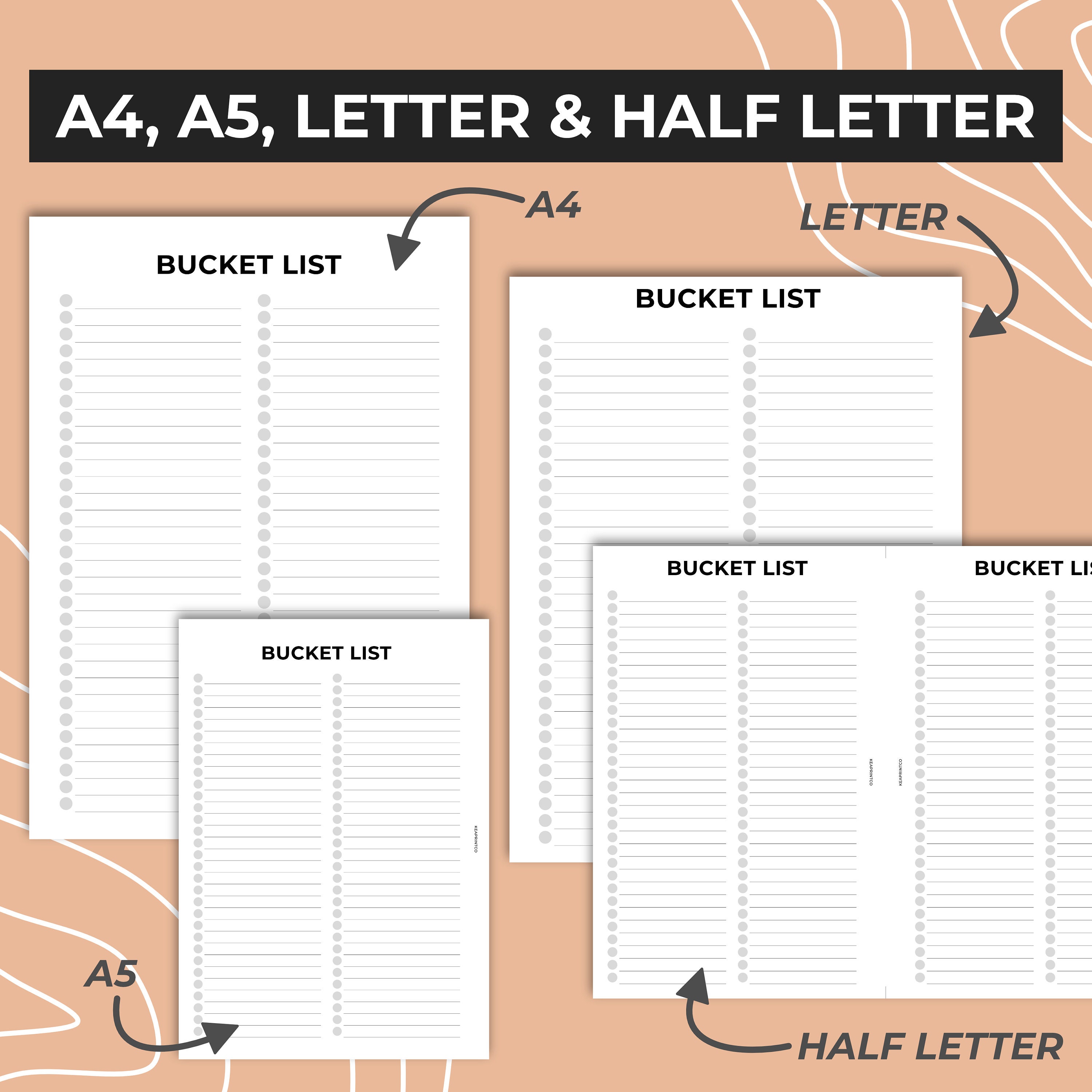 Bucket List Printable, Bucket List Insert, Bucket List Printable ...