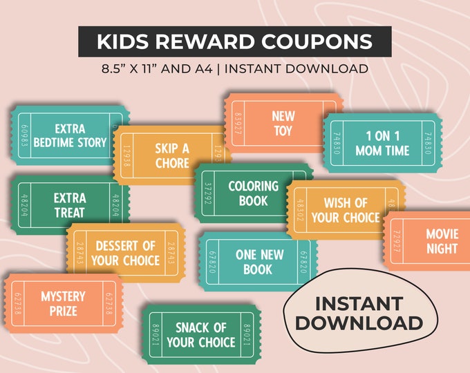 EDITABLE REWARD COUPONS Clipart Printable Reward Tickets Rainbow Blank ...