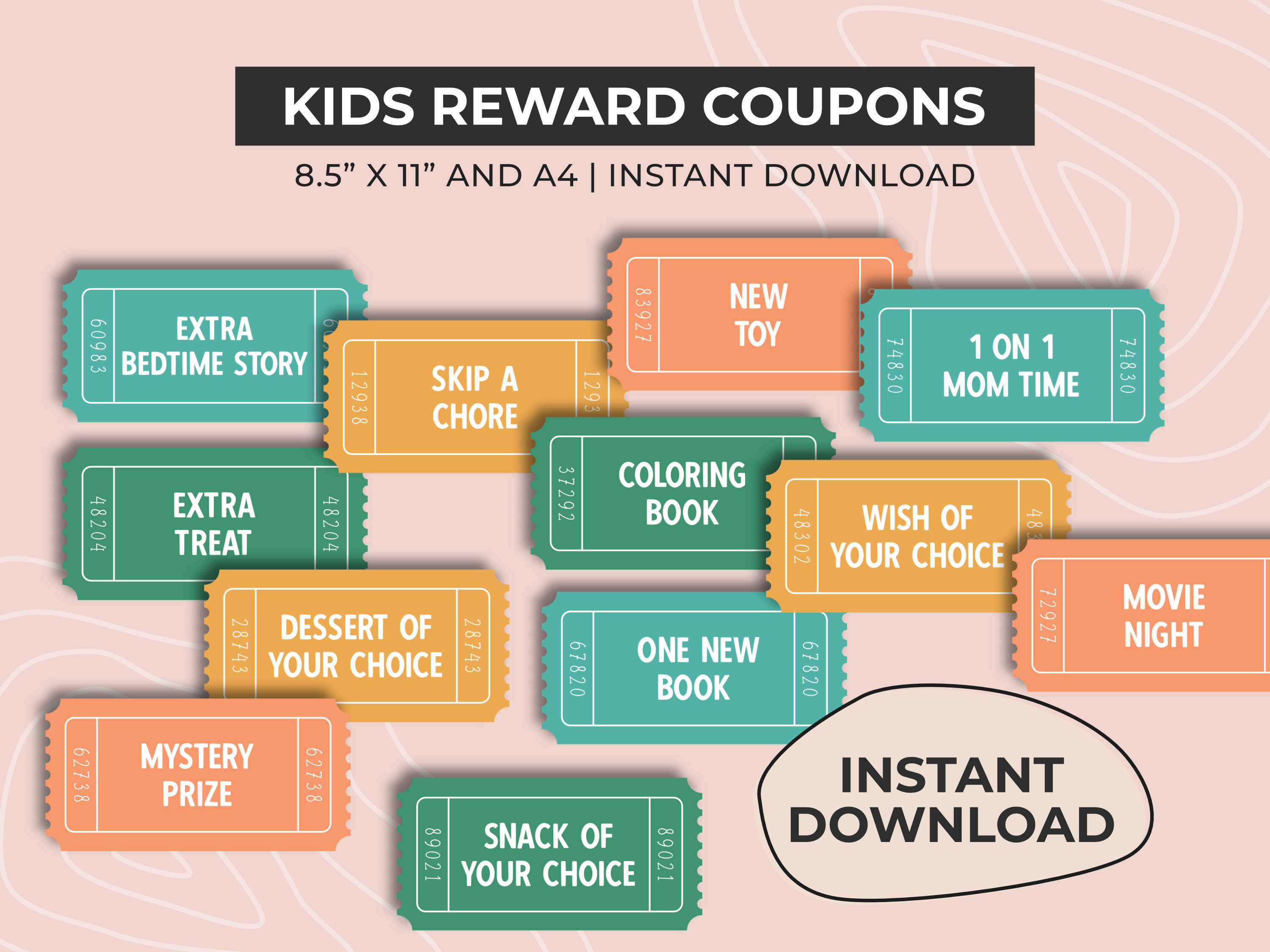 Kids Reward Coupons, DIY Coupon Book, Blank Tickets, Carnival Tickers ...