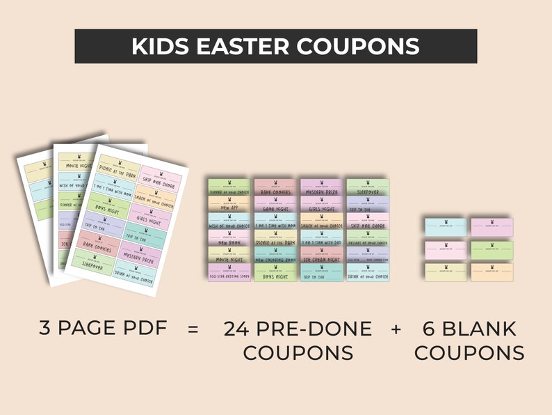 Kids Easter Coupons,easter Egg Filler, Bunny Gift Idea, Printable ...