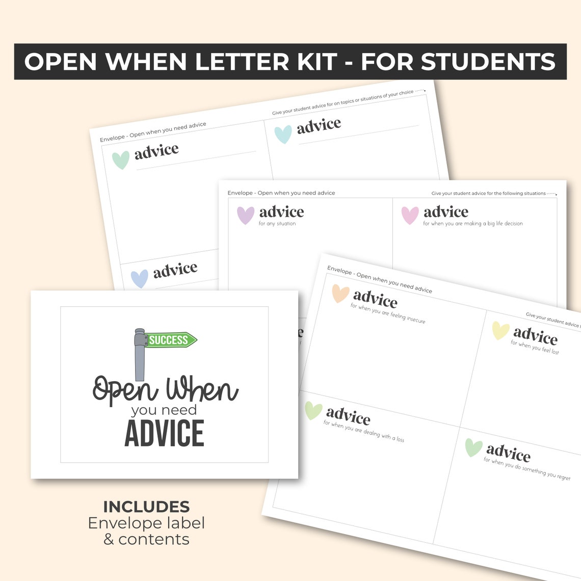 Open When Letter Kit for College Students, Printable Open When ...