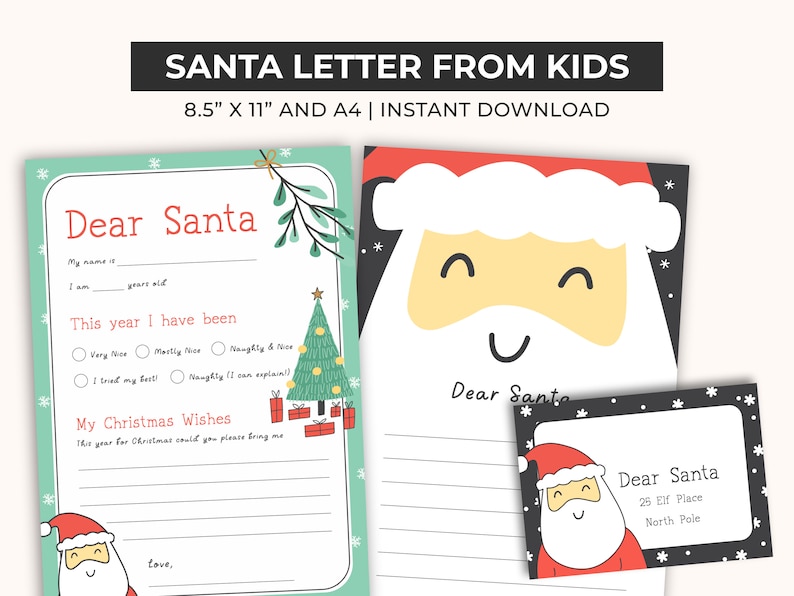 Santa Letter Kit, Dear Santa, Cute Letter to Santa, Christmas Wish List ...