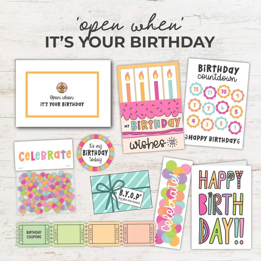 Open When It's Your Birthday, Letter Label and Inserts, Long Distance ...
