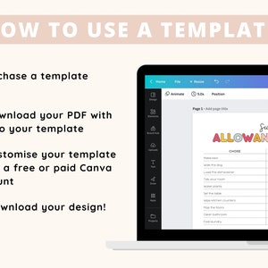 Editable Allowance Tracker Kids, Earn Money Chart, Daily Weekly ...