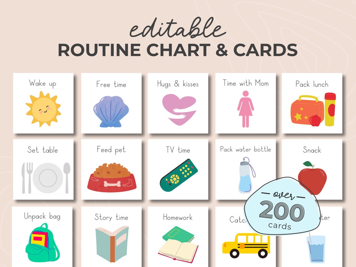 Routine Cards & Charts for Kids, Daily Rhythm, Morning, Afternoon ...