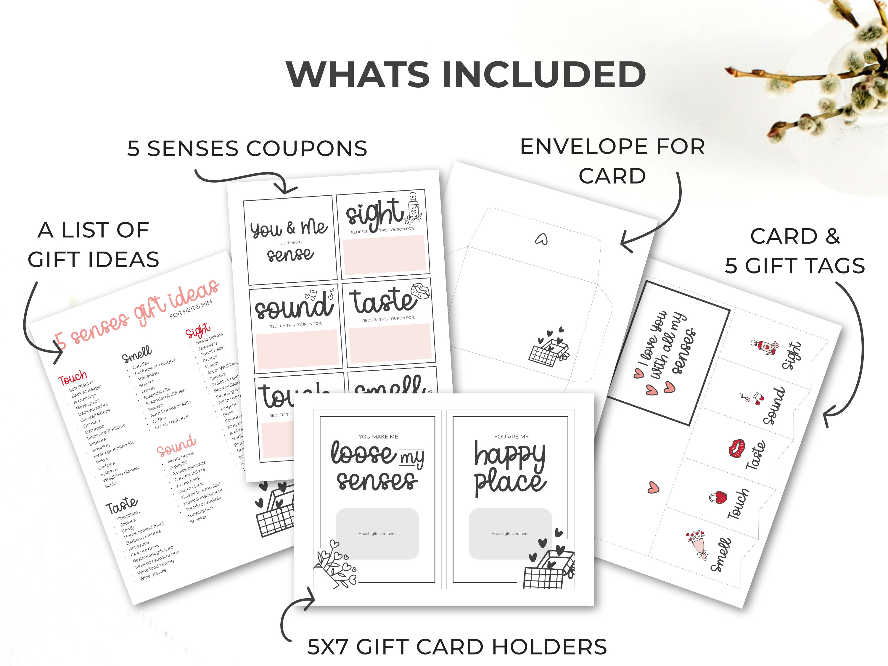 5 Senses Gift Tags & Card Gift for Girlfriend, Boyfriend, Him, Her ...