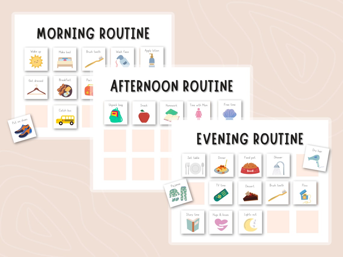 Routine Cards & Charts for Kids, Daily Rhythm, Morning, Afternoon ...