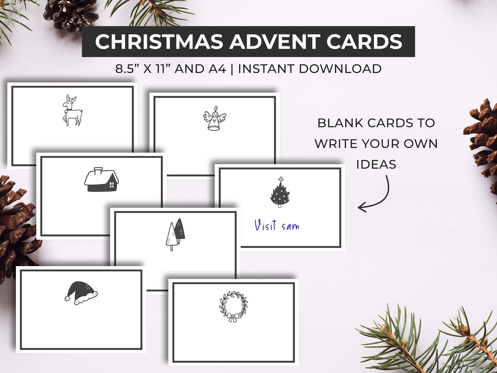 Christmas Activity Cards, Printable Advent Calendar Fillers for Kids ...