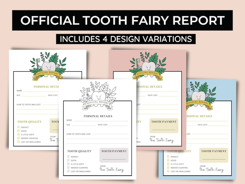 Tooth Fairy Official Report, Tooth Fairy Letter, Printable Lost First ...