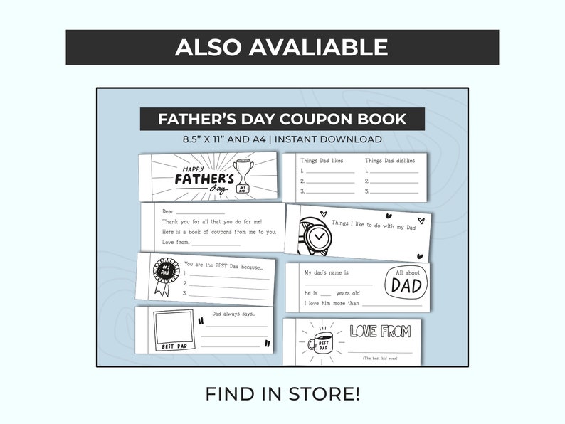 Grandpa Fathers Day Coupon Book, Printable Vouchers, Gift From Kids ...