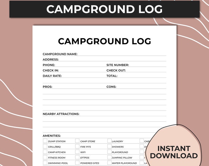 USA America Camper Planner Camping Log Book Printable PDF - Etsy