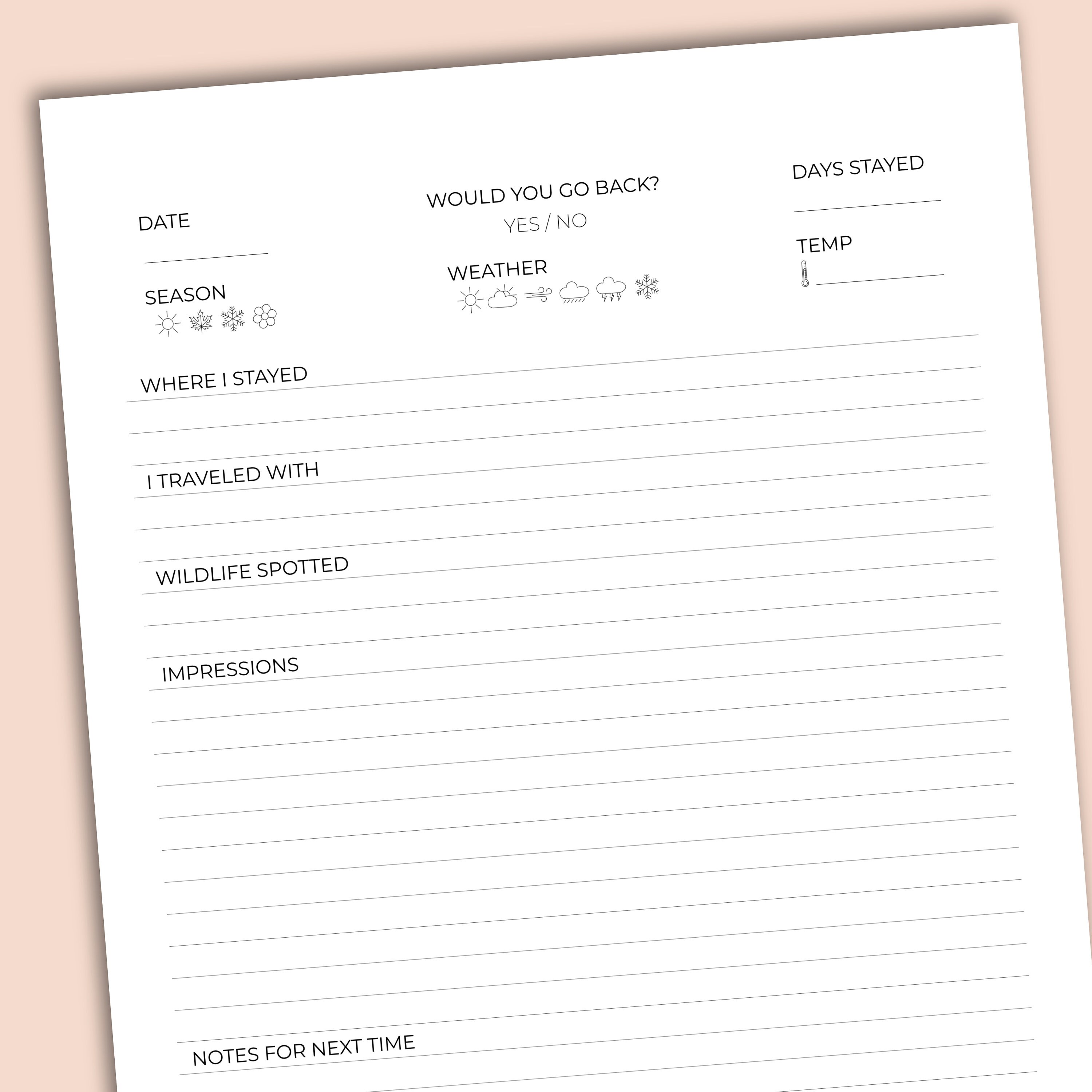 National Park Bucket Journal Printable Travel Journal U.S. | Etsy