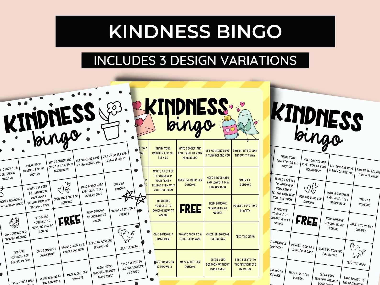 Random Acts of Kindness Bingo Printable PDF, Pay It Forward, Spread ...