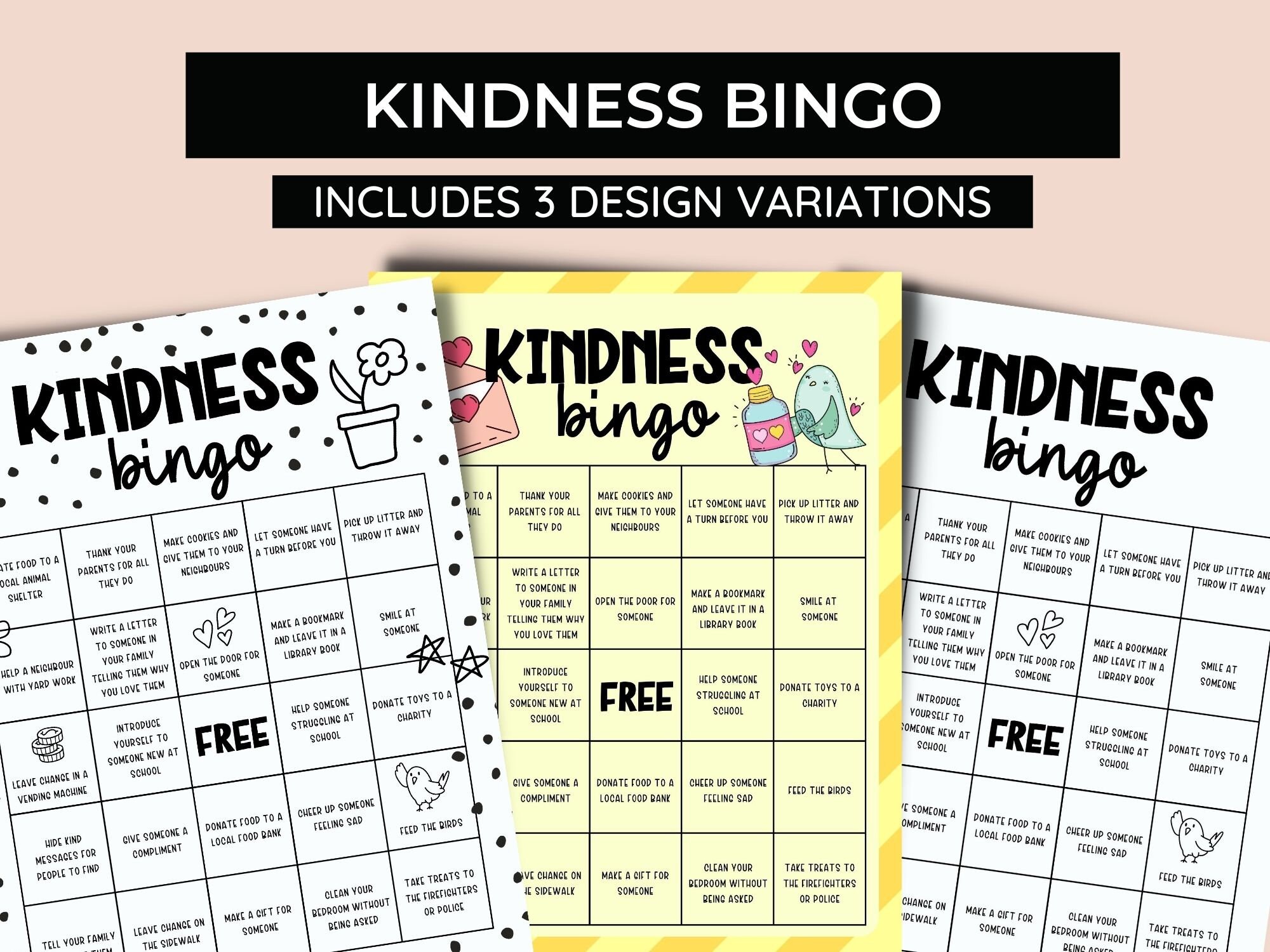 Random Acts of Kindness Bingo Printable PDF, Pay It Forward, Spread ...