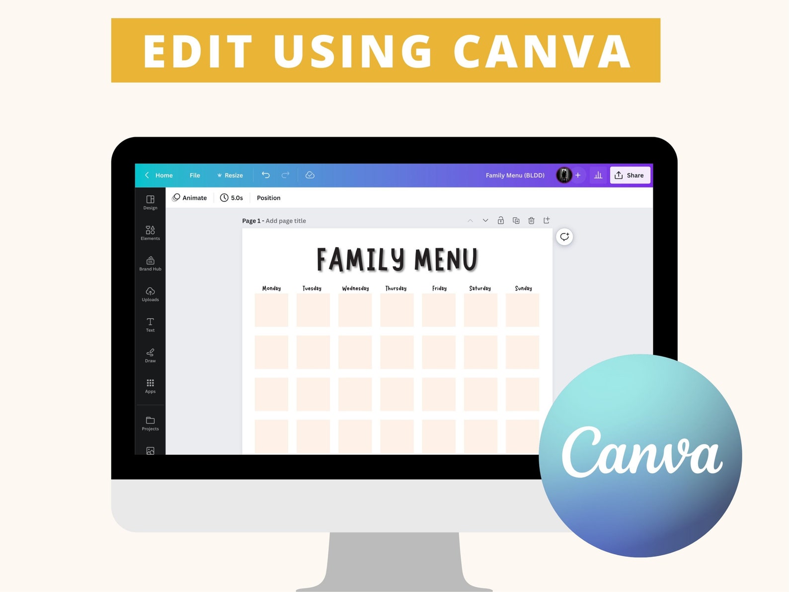Editable Weekly Meal Chart & Cards, Visual Menu for Kids and Toddlers ...