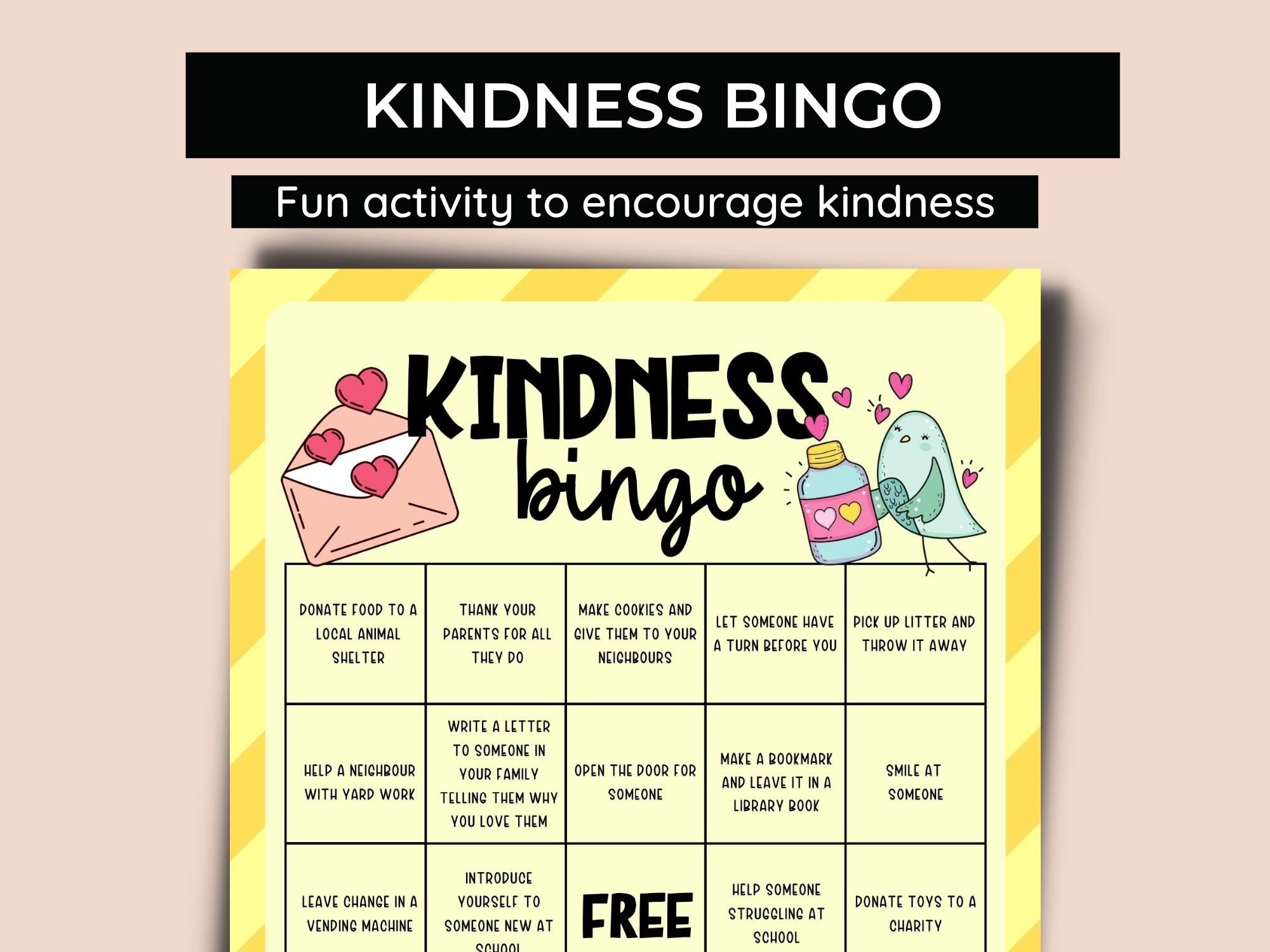 Random Acts of Kindness Bingo Printable PDF, Pay It Forward, Spread ...
