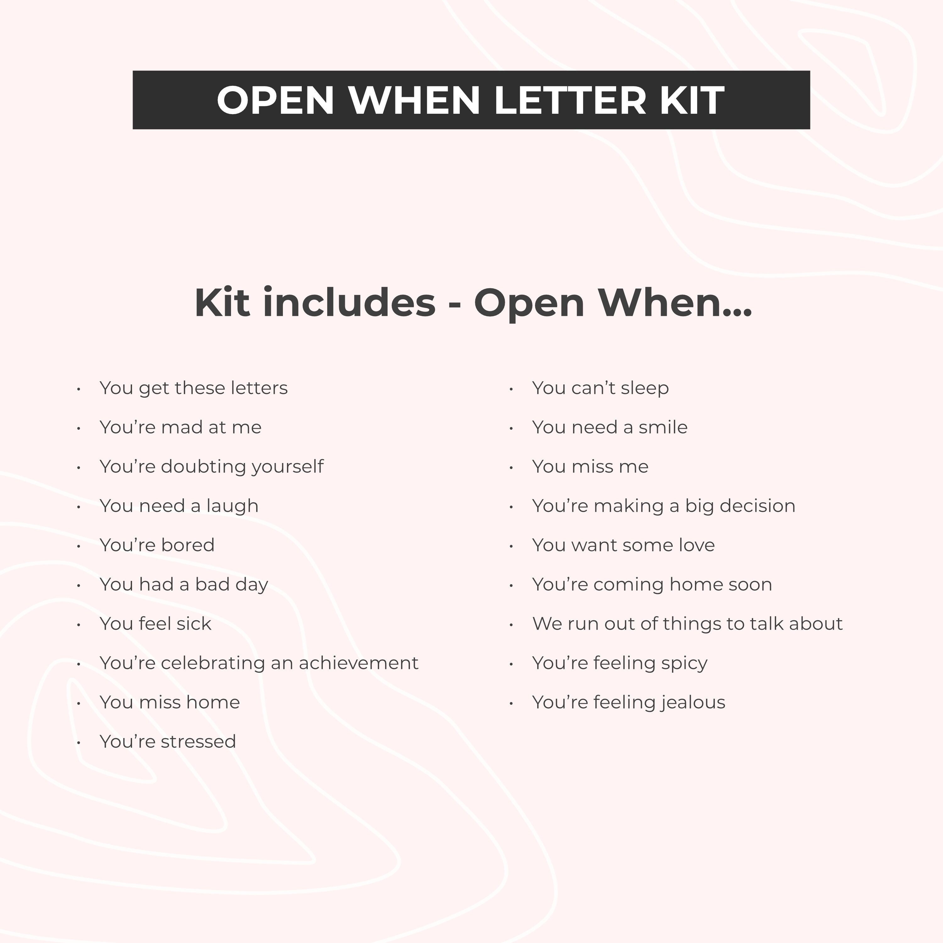 Printable Open When Letter Kit for Couples, Long Distance Relationship ...