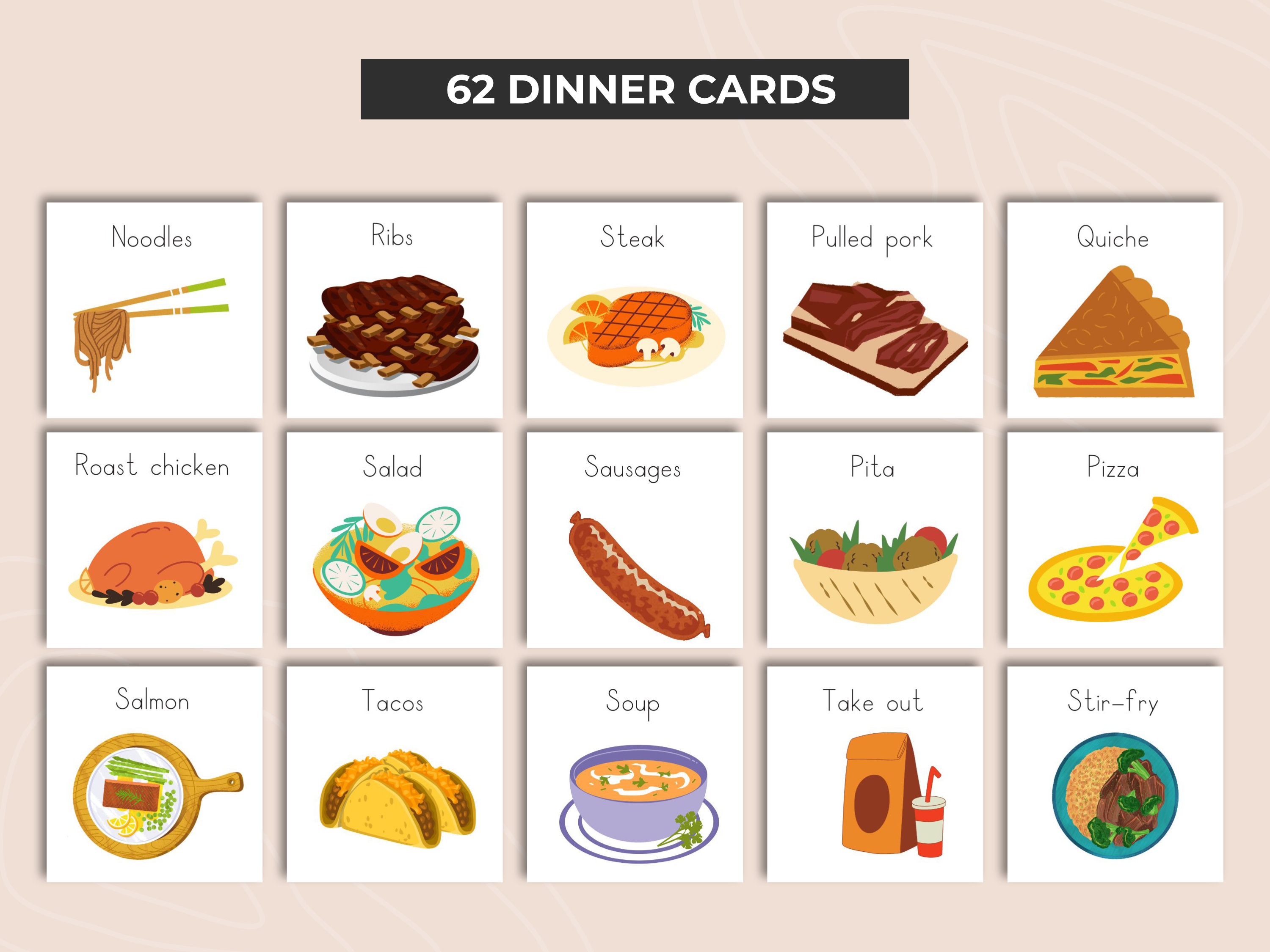 Editable Weekly Meal Chart & Cards, Visual Menu for Kids and Toddlers ...