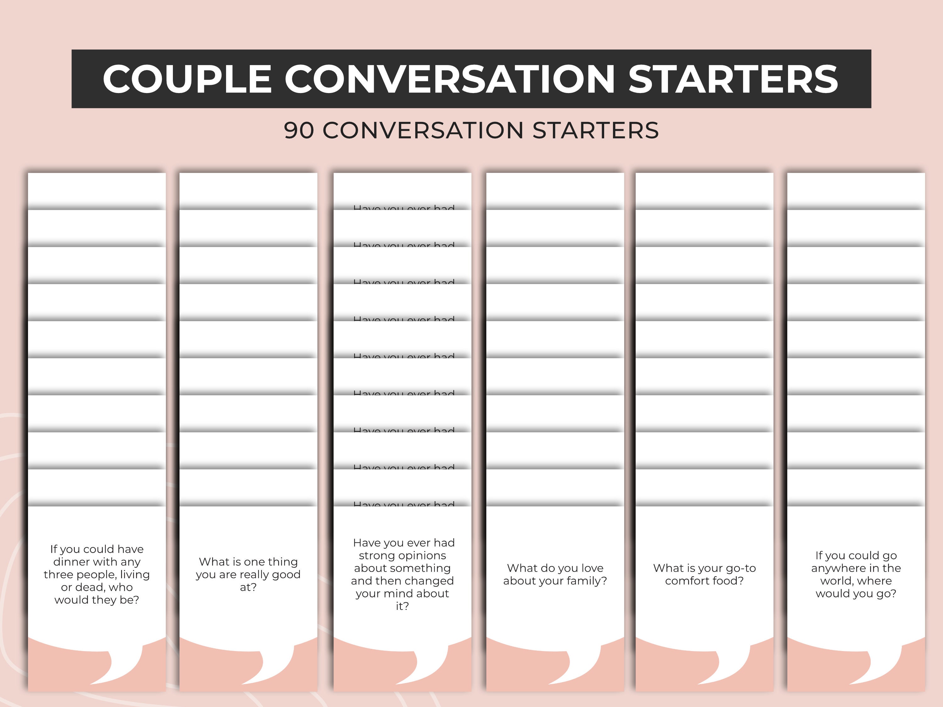 Couple Conversation Starters Printable, Relationship Questions, Date ...