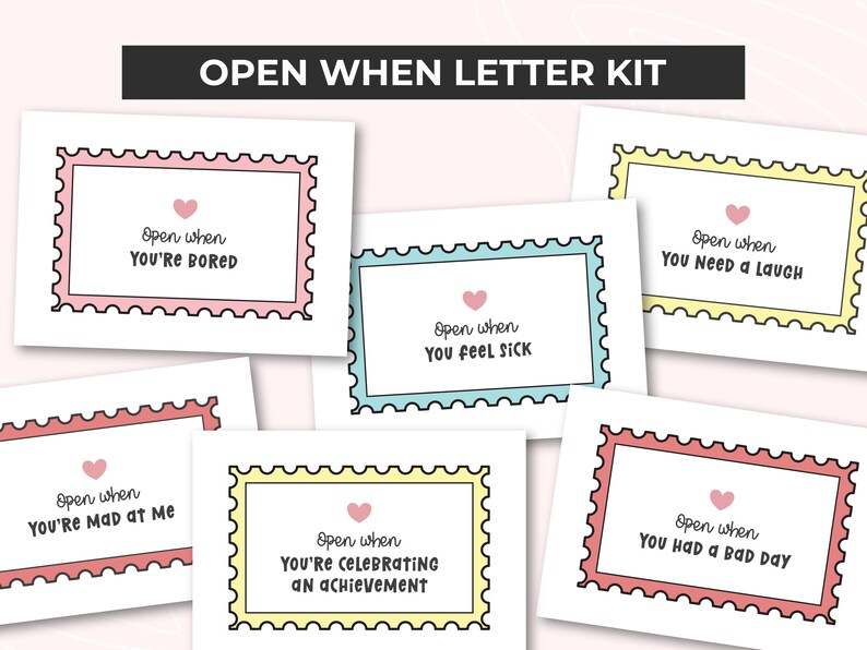 Printable Open When Letter Kit for Couples Long Distance - Etsy