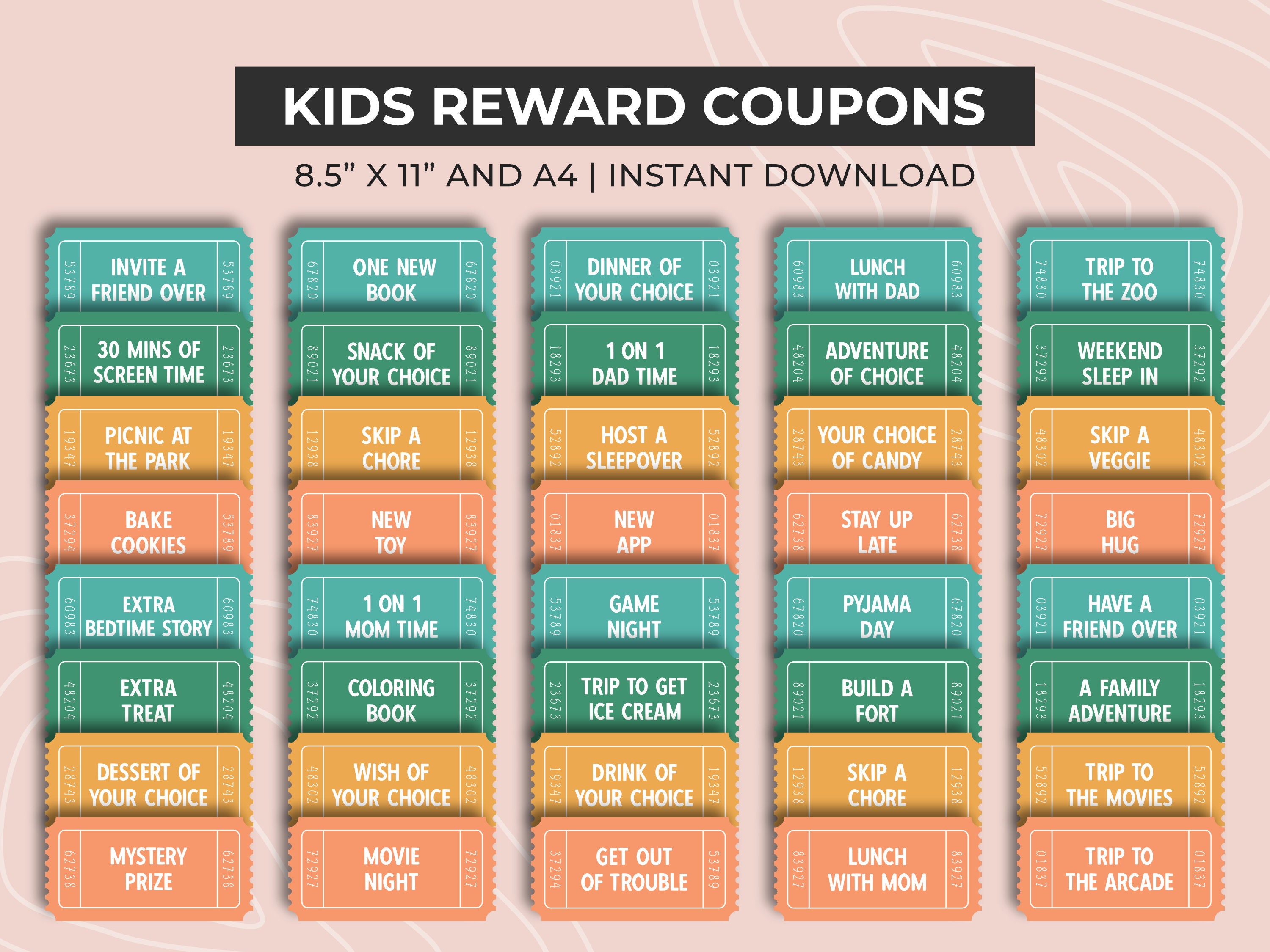 Kids Reward Coupons, DIY Coupon Book, Blank Tickets, Carnival Tickers ...