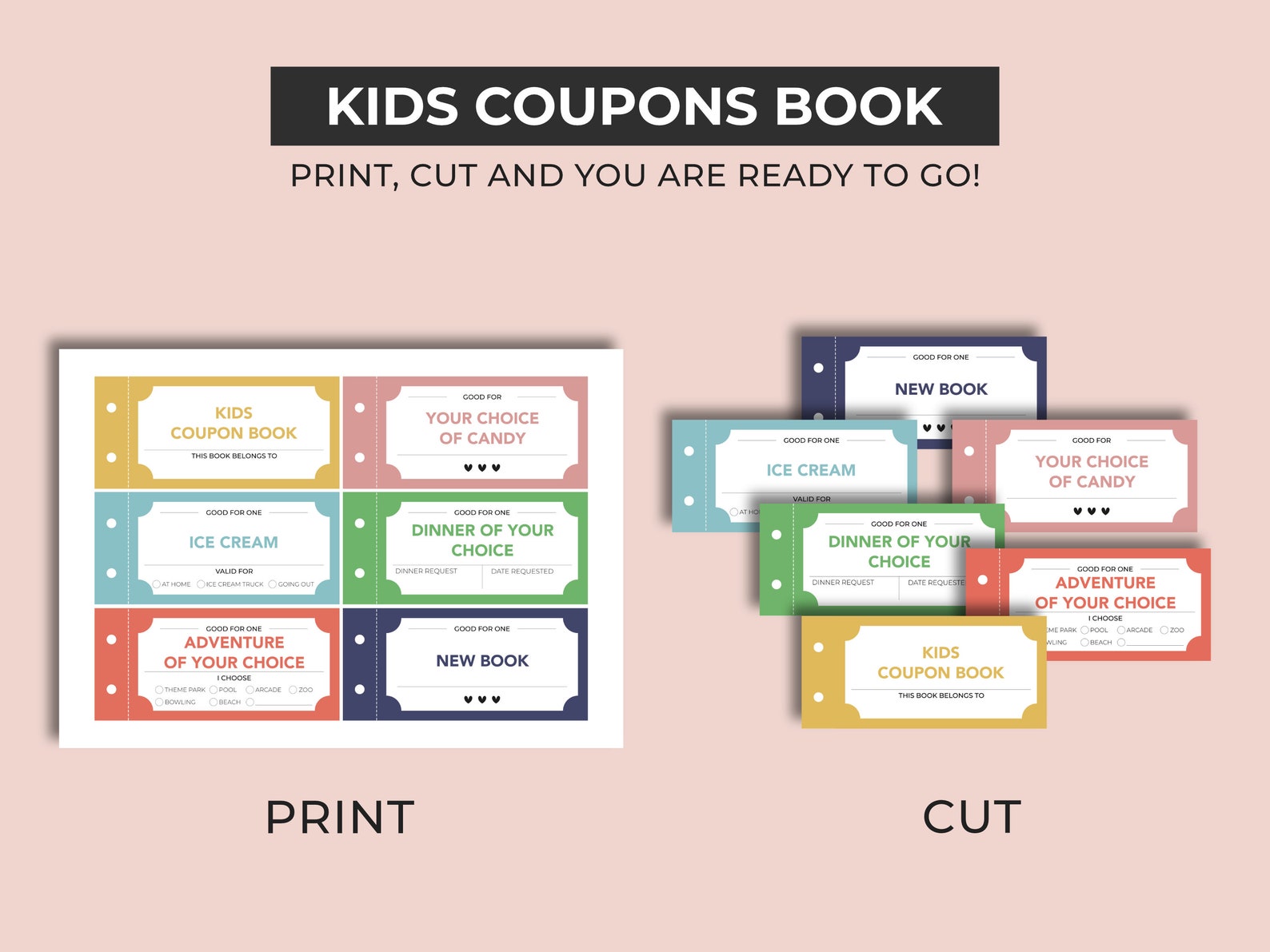 26 Fun Kids Coupon Book, Birthday Coupons, Printable Reward Coupons ...