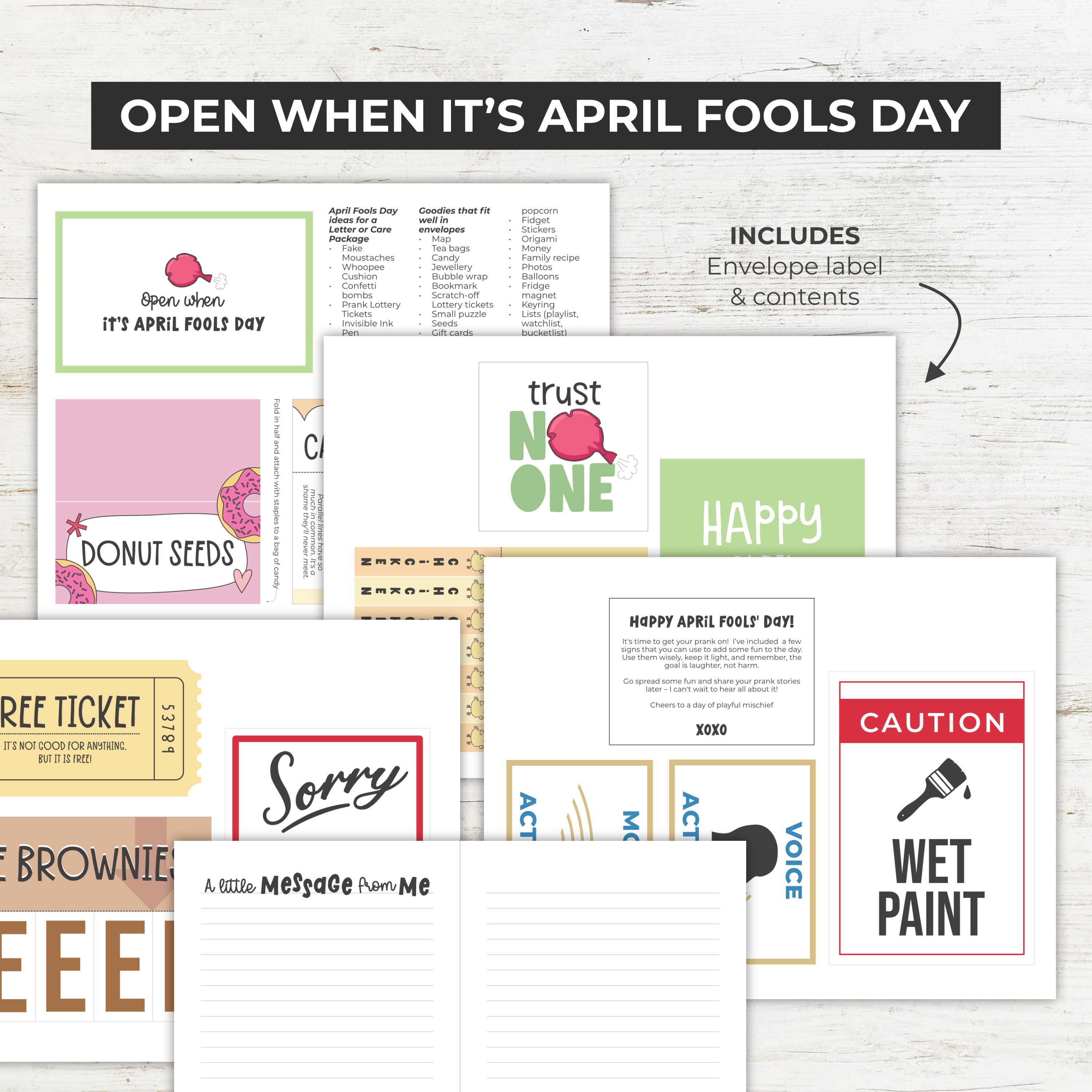 Open When It's April Fools Day, Letter Label and Inserts, Long Distance ...
