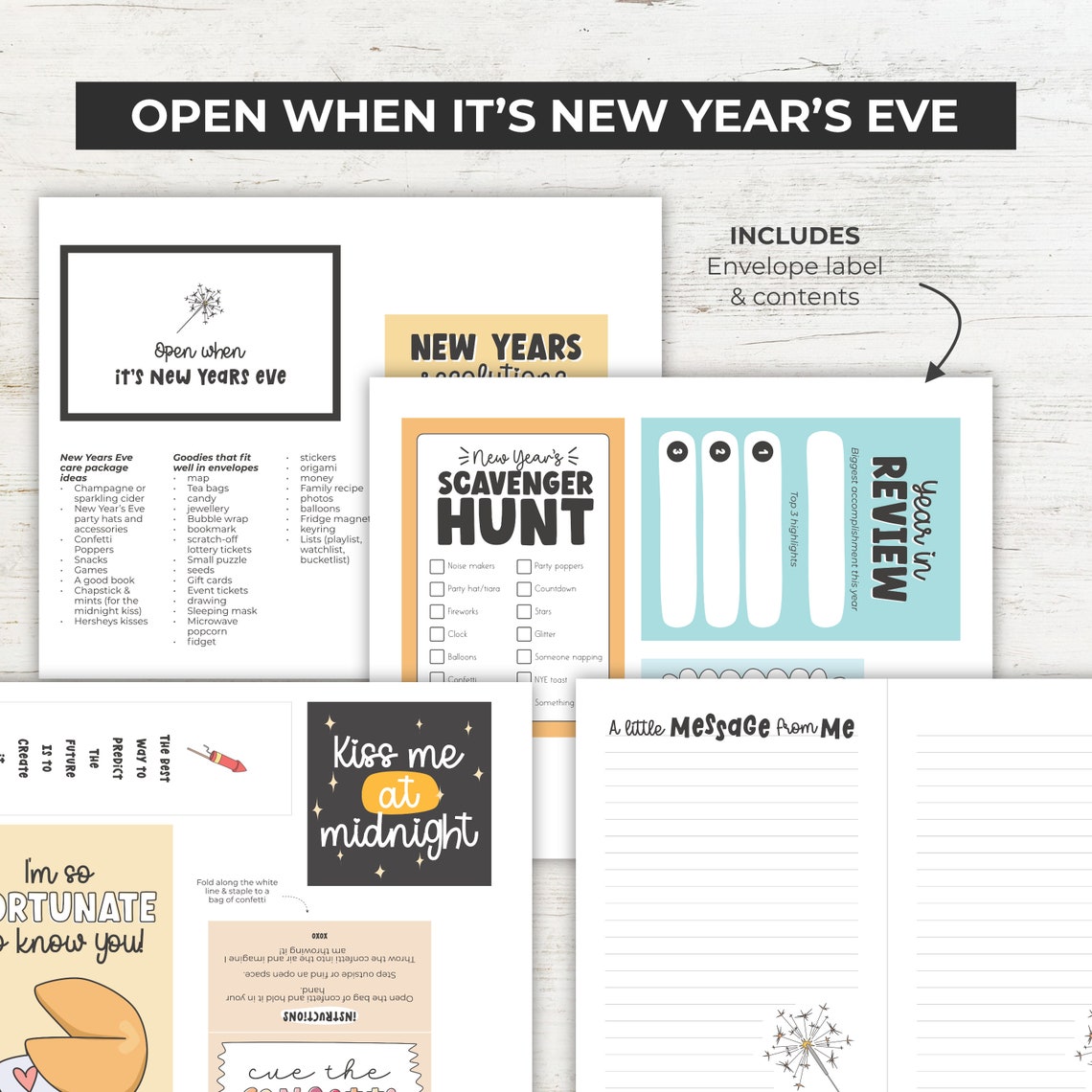 Open When It's New Year's Eve, Letter Label and Inserts, Long Distance ...