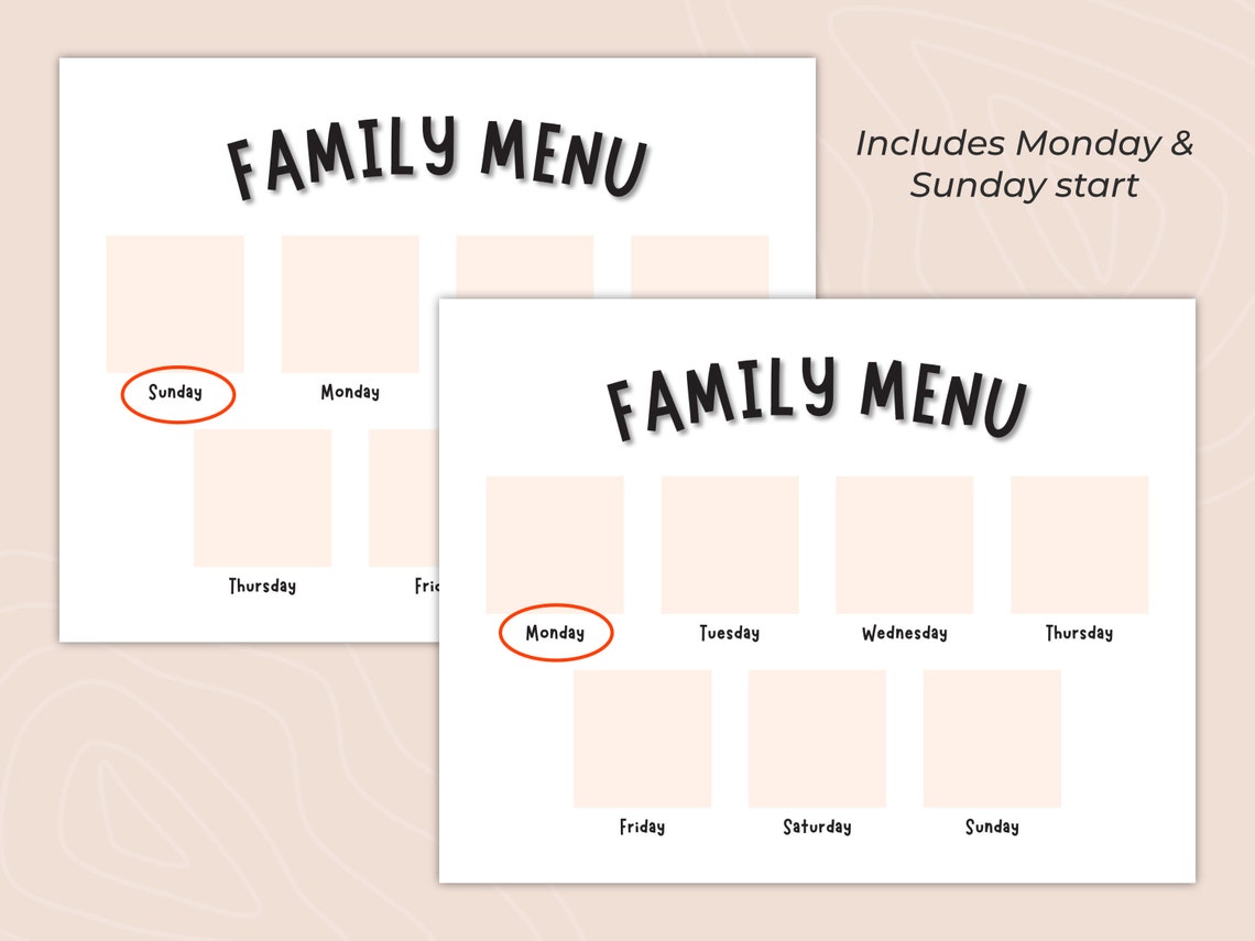 Editable Weekly Meal Chart & Cards, Visual Menu for Kids and Toddlers ...