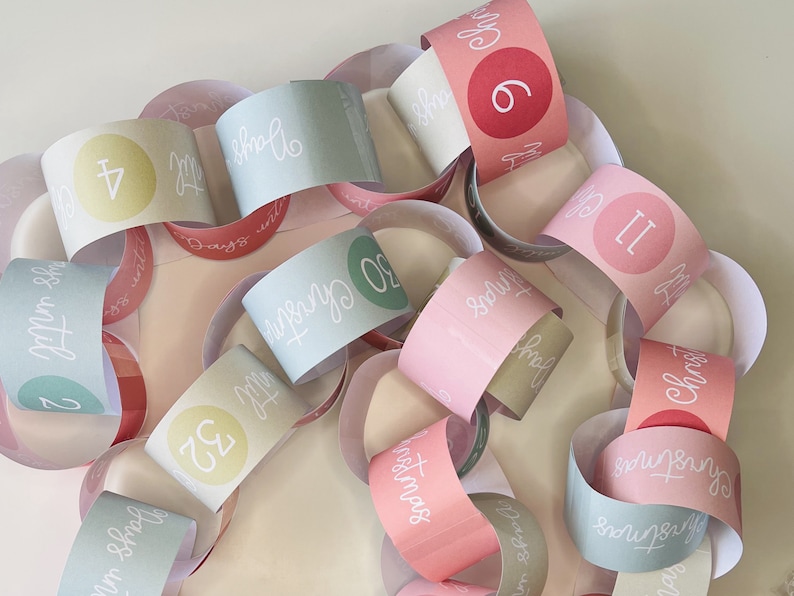 Christmas Countdown Paper Chain Garland, Advent Calendar for Kids ...