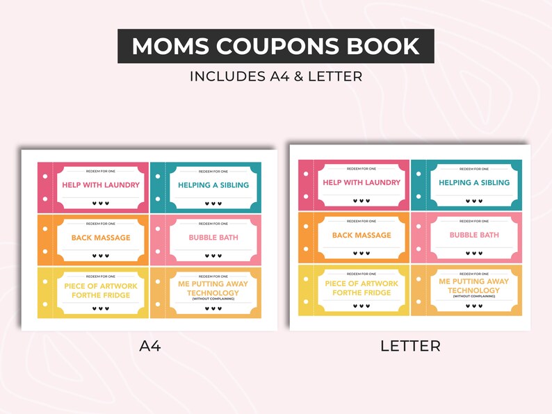 Mom Coupon Book, Coupons From Kids, Last Minute Gift Idea for Mum ...