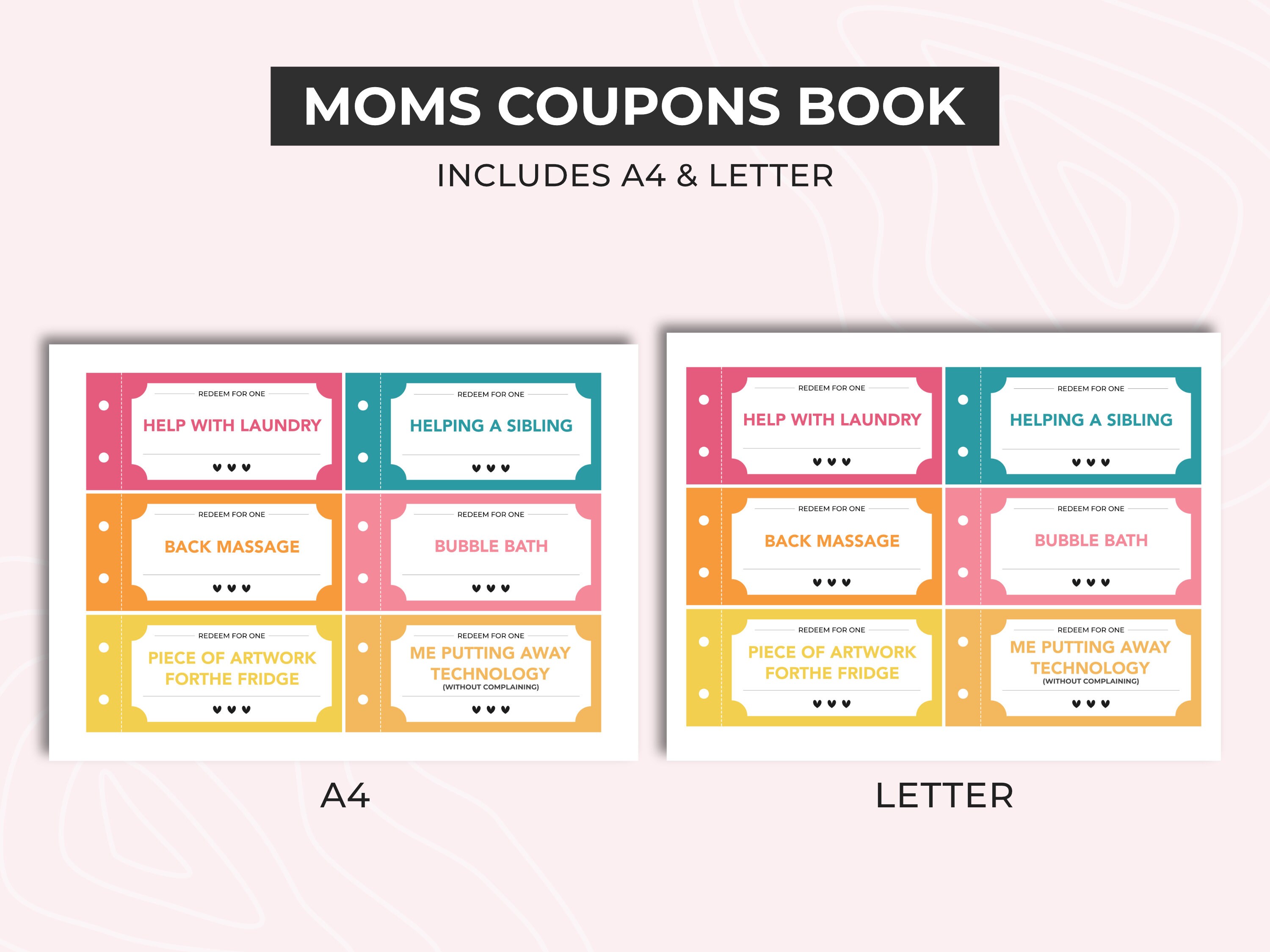 Mom Coupon Book, Coupons From Kids, Last Minute Gift Idea for Mum ...