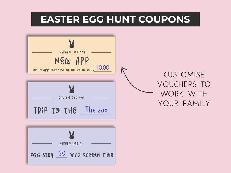 Kids Easter Coupons,easter Egg Filler, Bunny Gift Idea, Printable ...