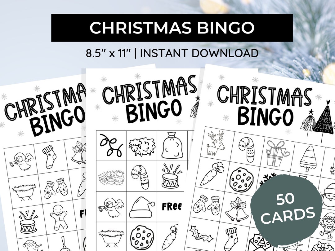 Christmas Bingo Game, Christmas Games, 50 Bingo Cards, Christmas Party ...