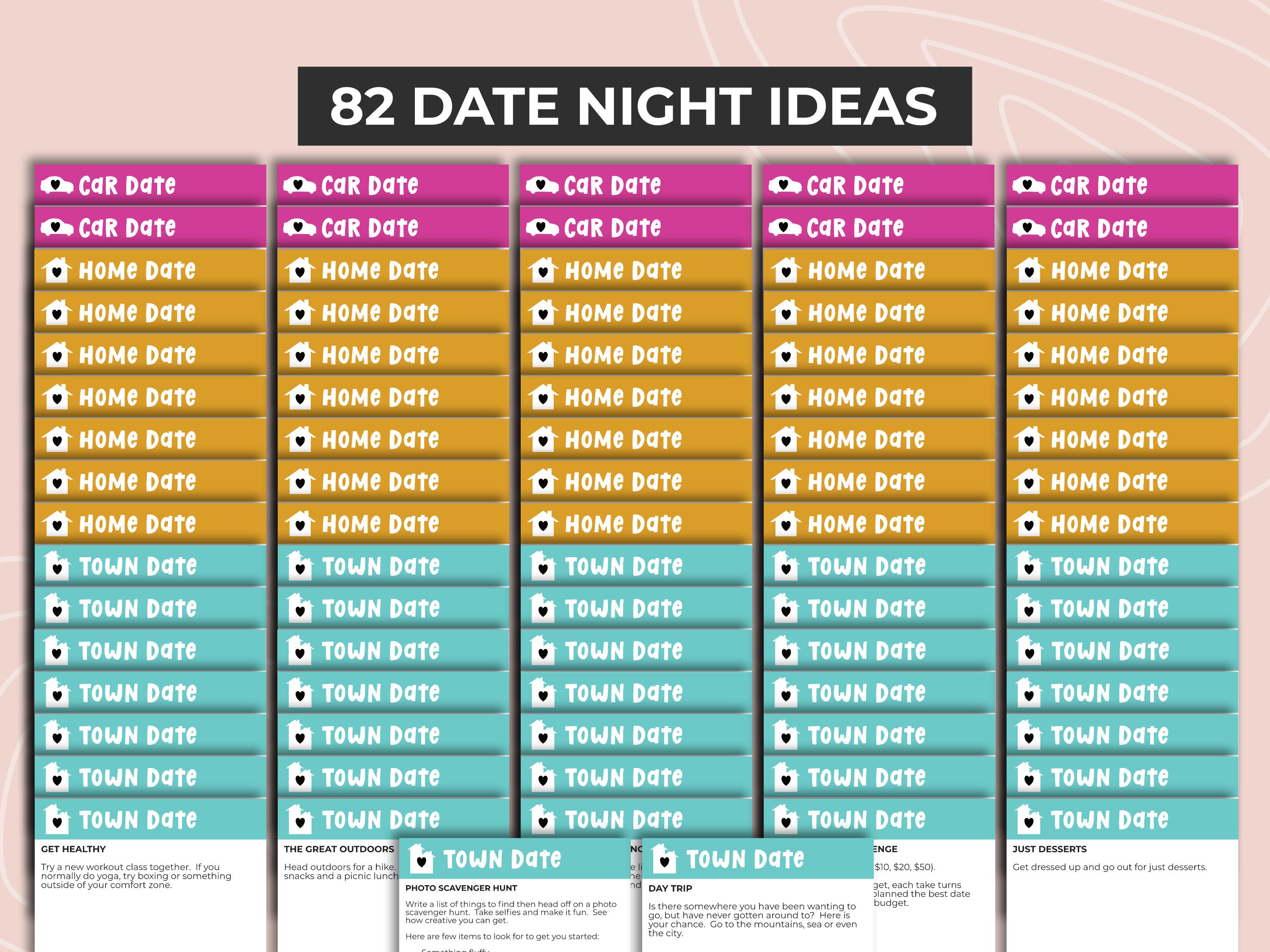 Date Night Cards, Date Night Jar, Printable Date Night Ideas, Date ...