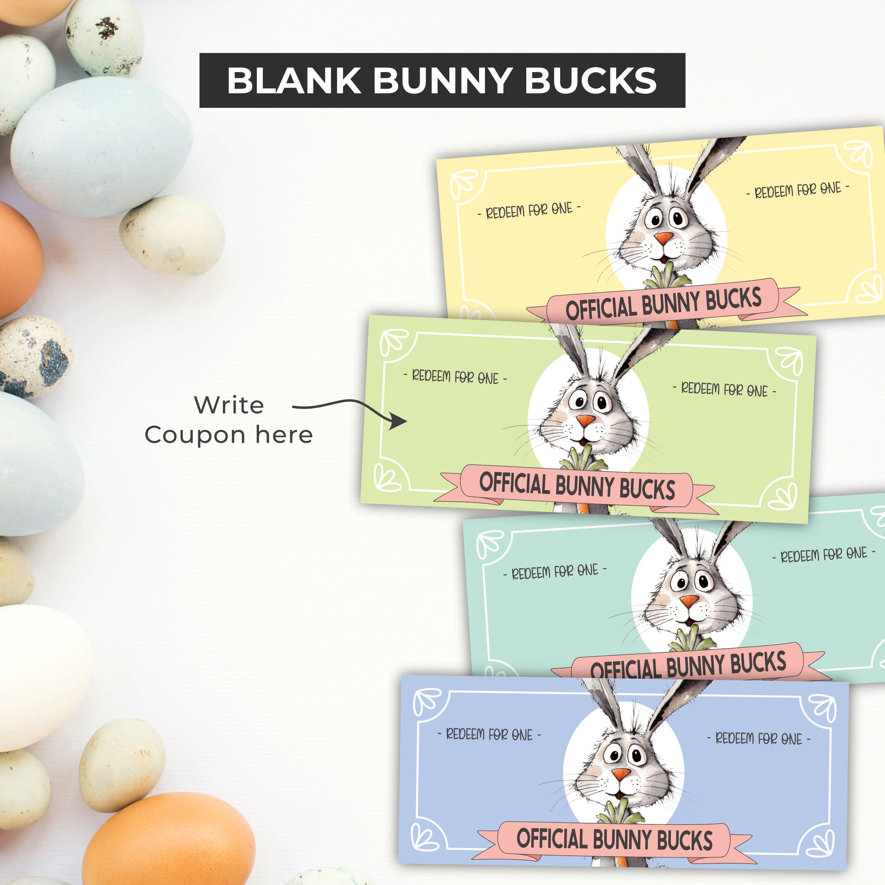 Easter Bunny Bucks Printables, Easter Play Money, Easter Egg Filler ...
