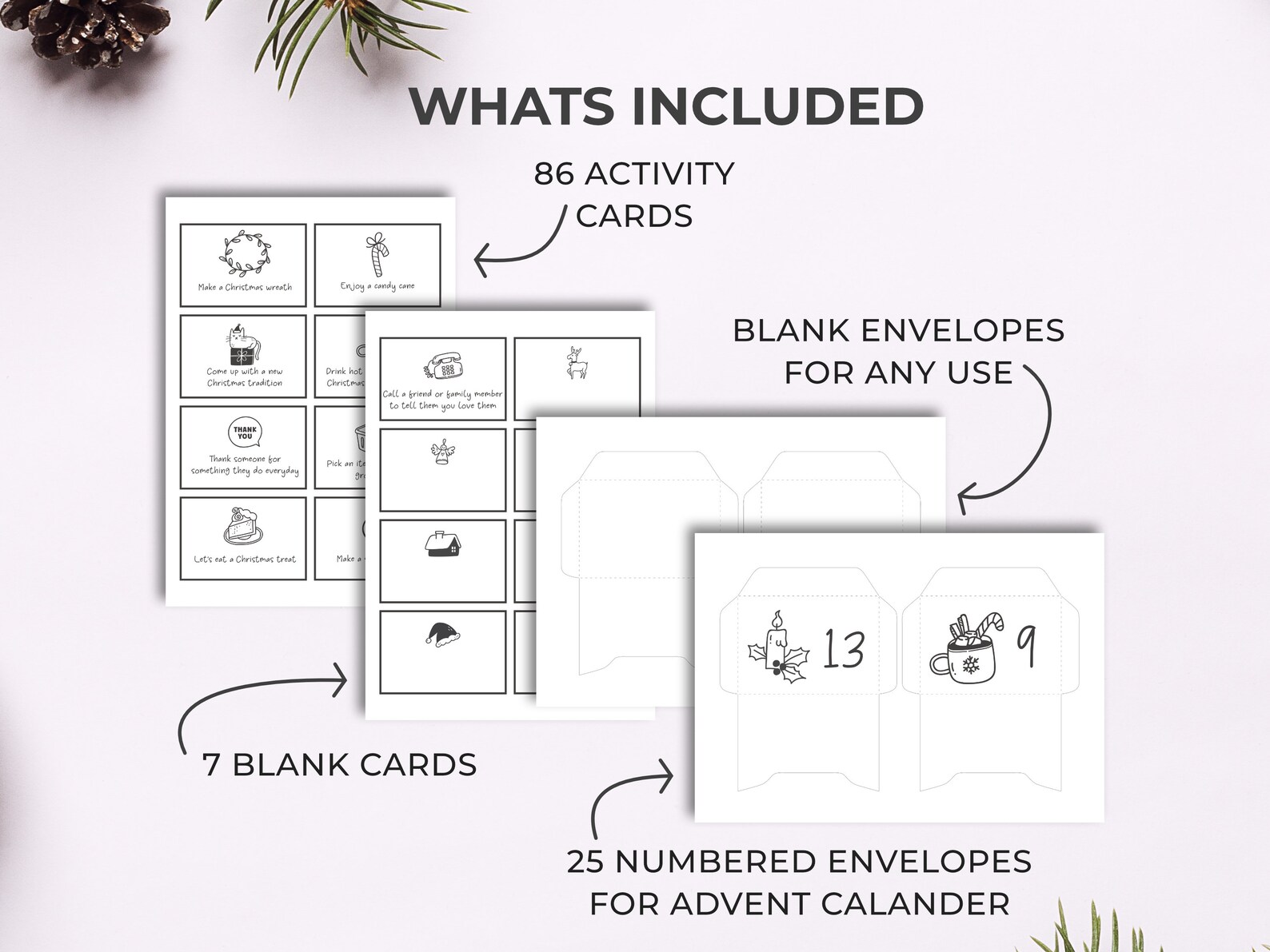 Christmas Activity Cards, Printable Advent Calendar Fillers for Kids ...